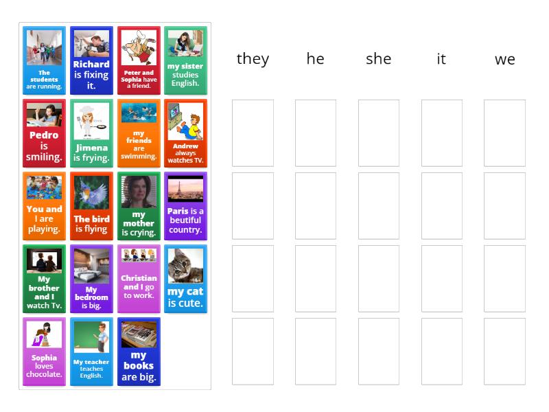 Subject pronouns - Group sort