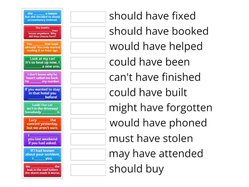Past Modals practice - Match up