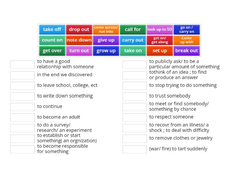 PHRASAL VERBS 2 - Match up
