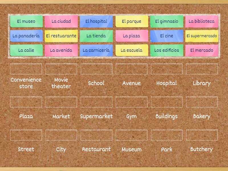 Los lugares en la comunidad - Match up
