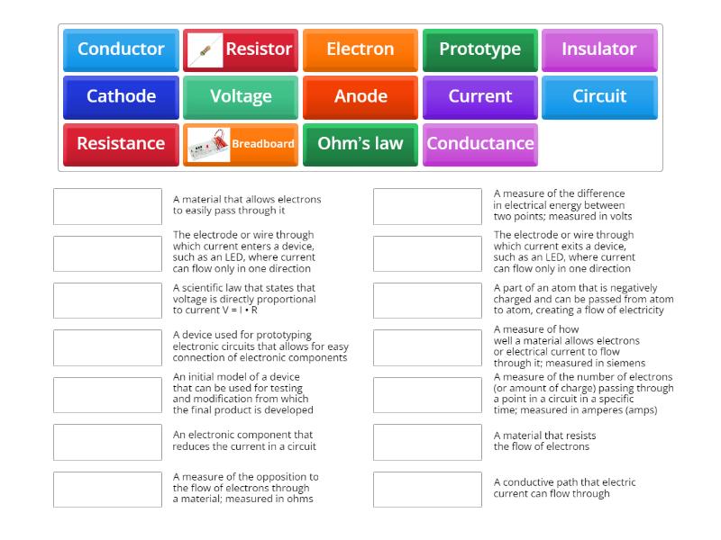 Electrical vocab - Match up