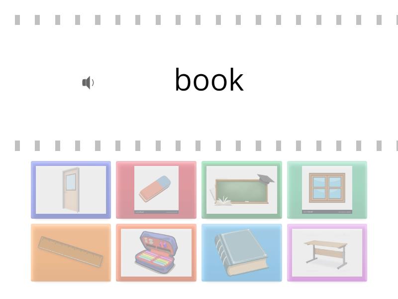 Classroom Objects Memory Game - Find the match