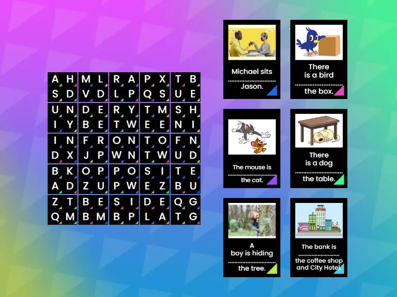 PREPOSITIONS OF PLACE - Sopa de letras