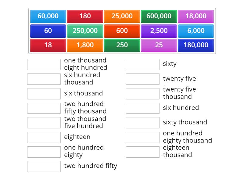Number matching (up to 6 digits) - Match up