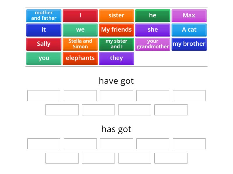 Have got / Has got - Group sort