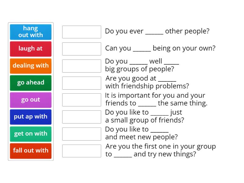 Phrasal verbs - friendship - Match up