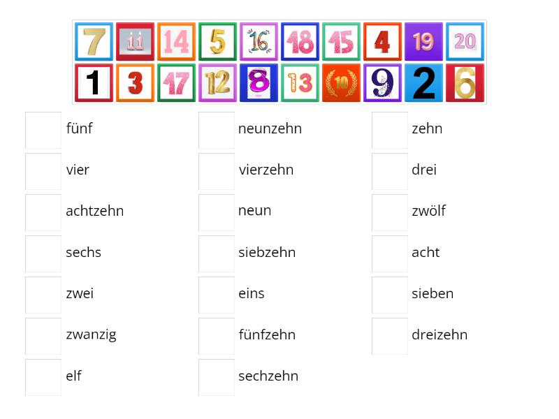 Zahlen 0 bis 12 Match - It's a Match