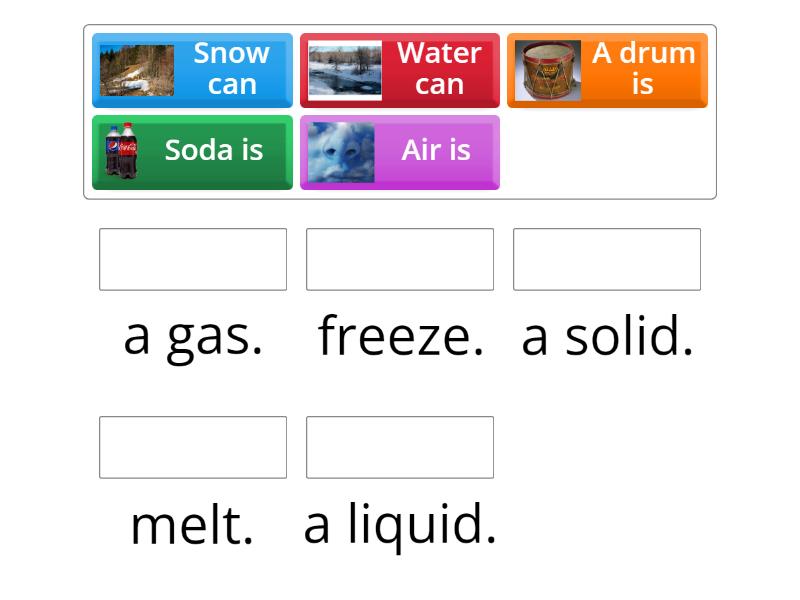 Matching states of matter - Match up