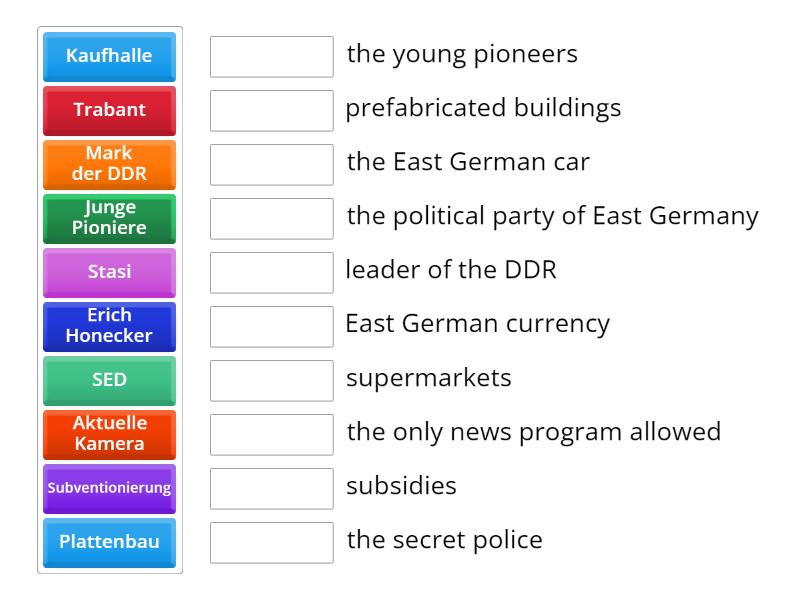 Life in the DDR - Match up