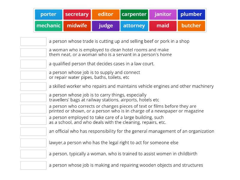 profession, job, occupation - Match up