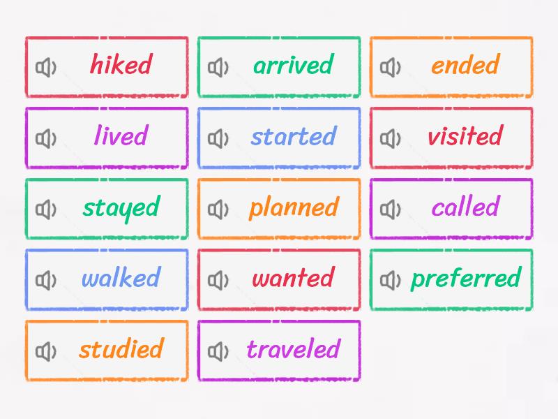 ed Past verbs grammar explorer - Flip tiles