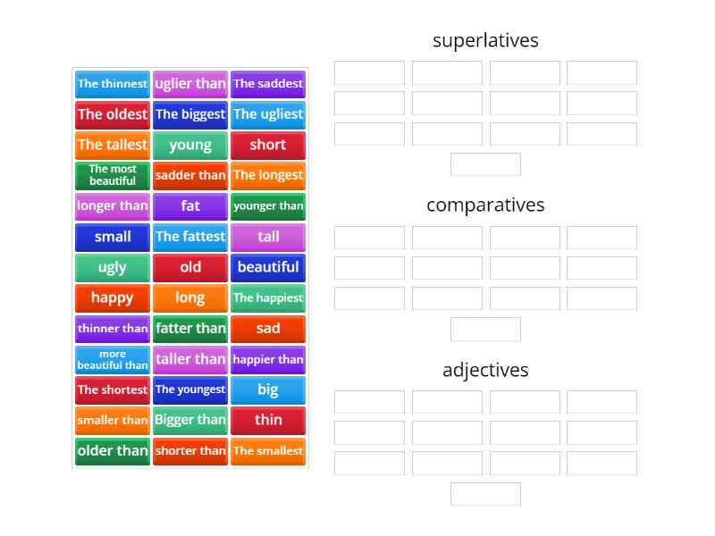 comparatives , superlatives & adjectives - Group sort