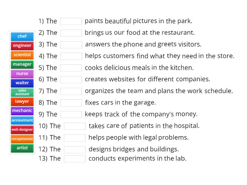 Jobs - Complete the sentence