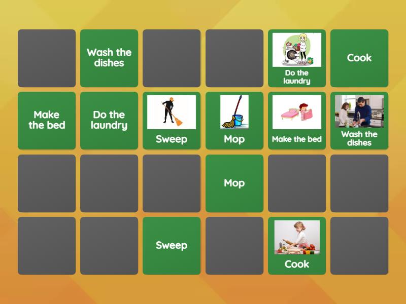 mem game Household chores - Matching pairs