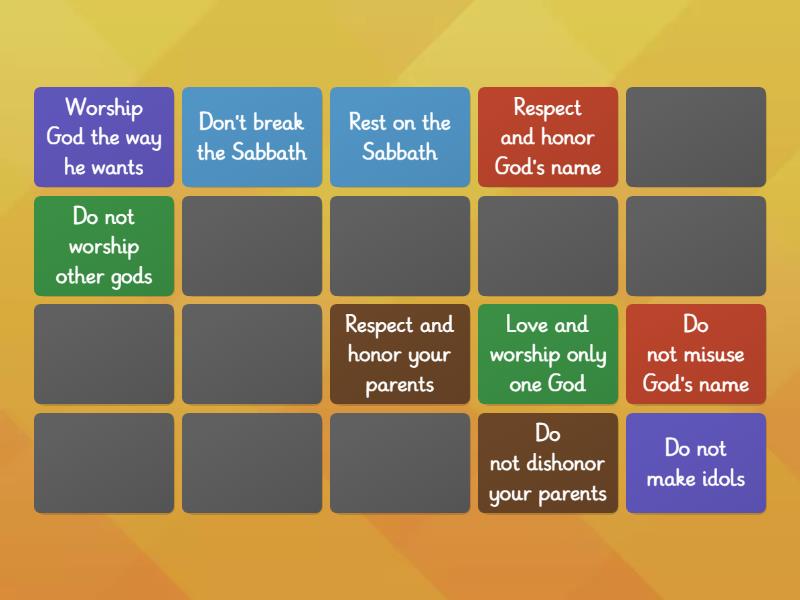 Ten Commandments- positive & negative - Matching pairs