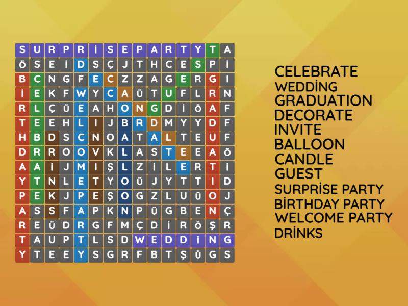 ENGLISH 6.UNIT CELEBRATIONS - Wordsearch