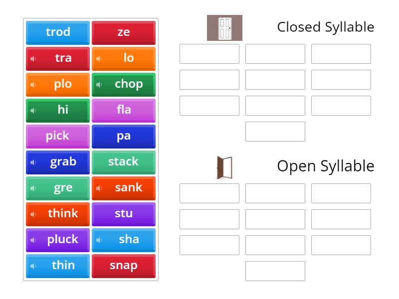 Closed/ Open Syllable Sort - Group sort
