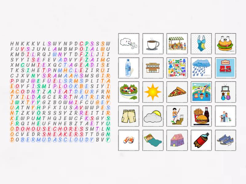 Vacations vocabulary - Sopa de letras