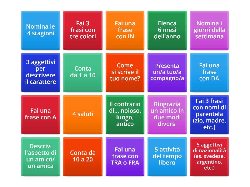 Parliamo... ripasso A1 - Flip tiles