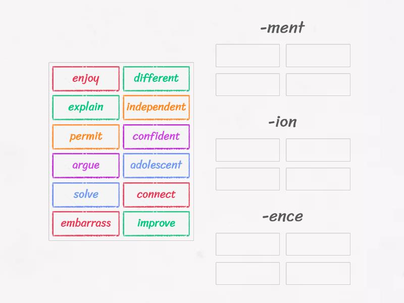 Noun suffixes - Group sort