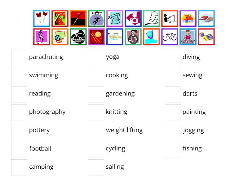 Hobbies and Leisure activities Vocabulary - Match up