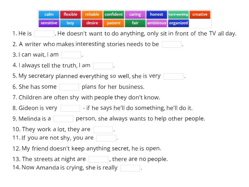 Traits of character - Complete the sentence