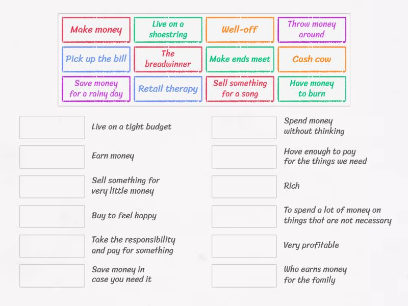 money idioms - Match up
