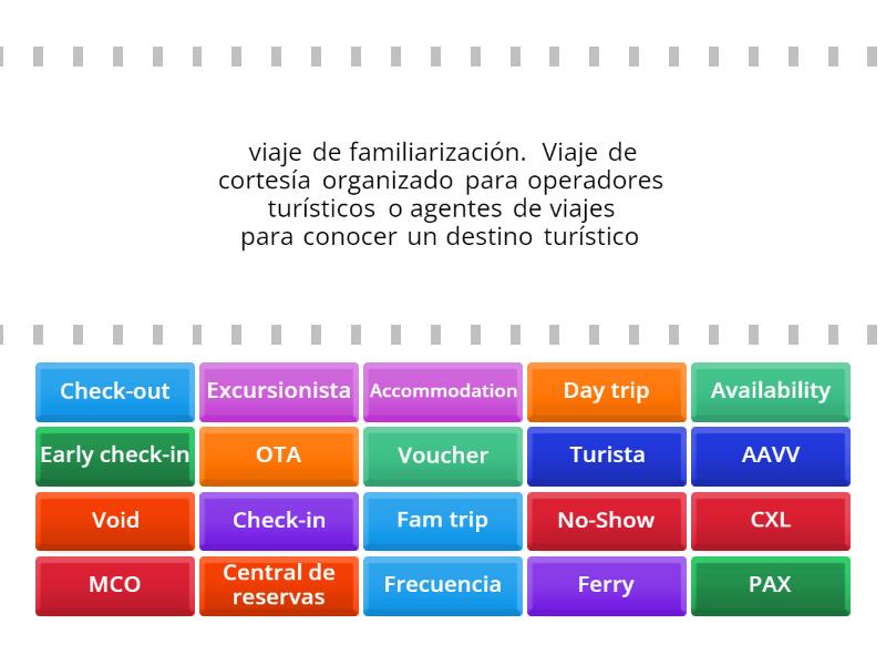 Vocabulario Intermedio Turismo - Find the match