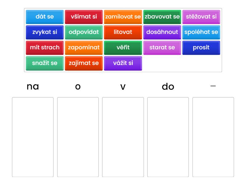 Prepozice + akuzativ, genitiv - Group sort