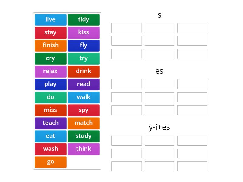 Ending in the verbs (present simple) - Group sort