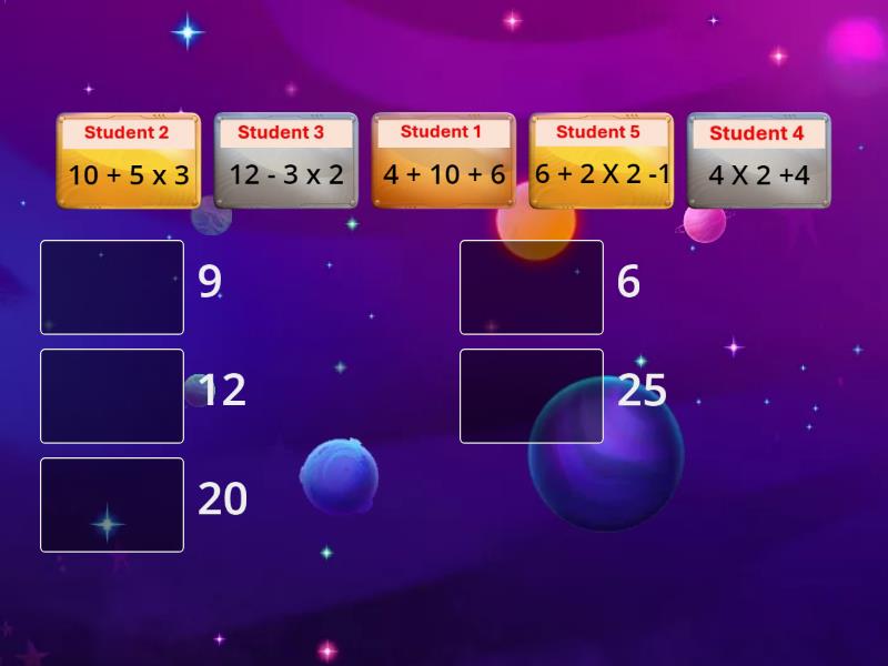 Order of Operations without brackets - Match up