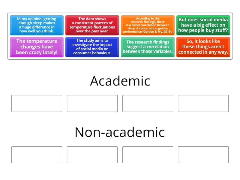 Academic Vs Non-academic texts - Ordenar por grupo