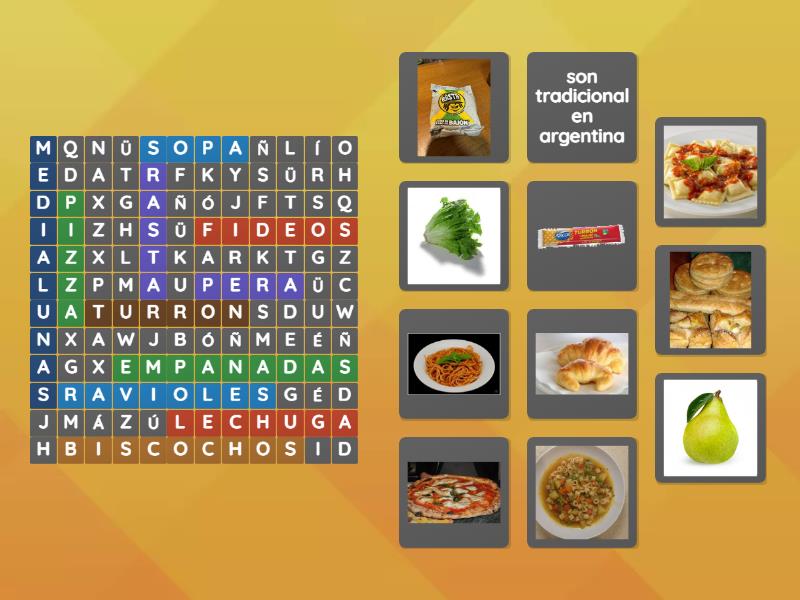 comidas - Sopa de letras
