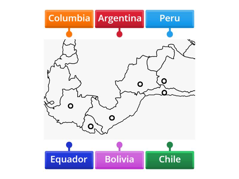 Map of Modern Nations within the Inca Empire - Labelled diagram