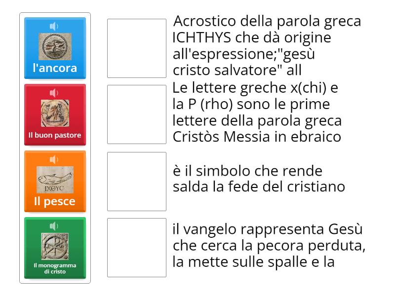 I simboli cristiani nele catacombe - Match up