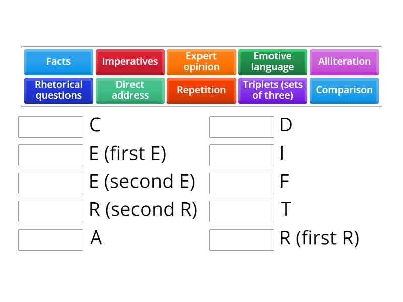 Mnemonic for Persuasive Writing Techniques - Match up