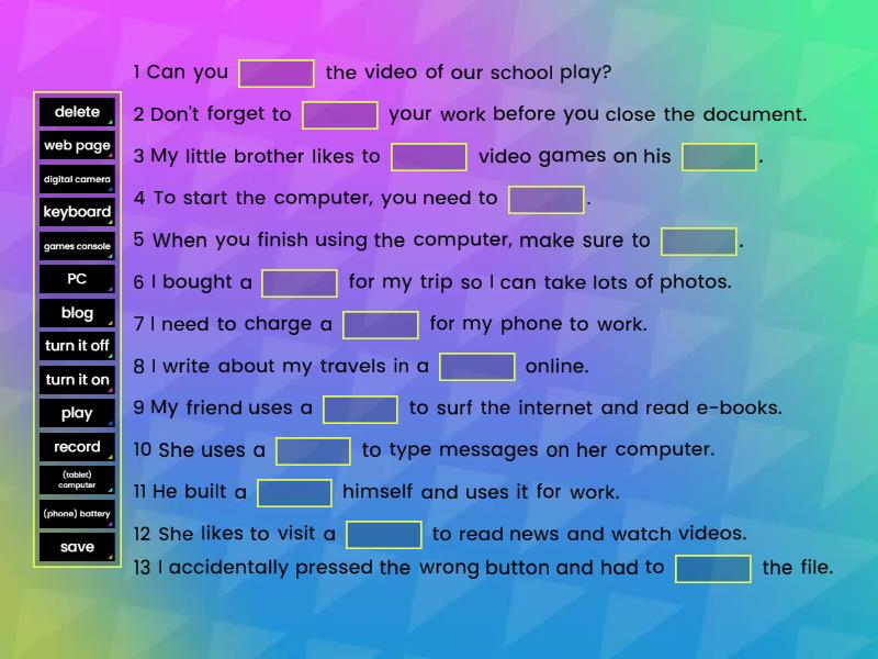 Technology. Vocabulary - Complete the sentence