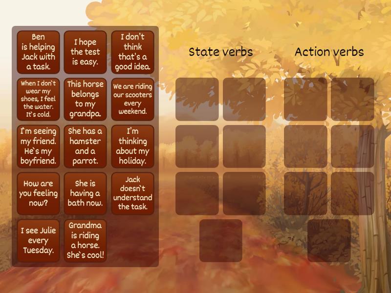 State Verbs Action Verbs Group Sort