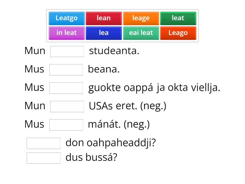 Mus lea vai mun lean? - Complete the sentence