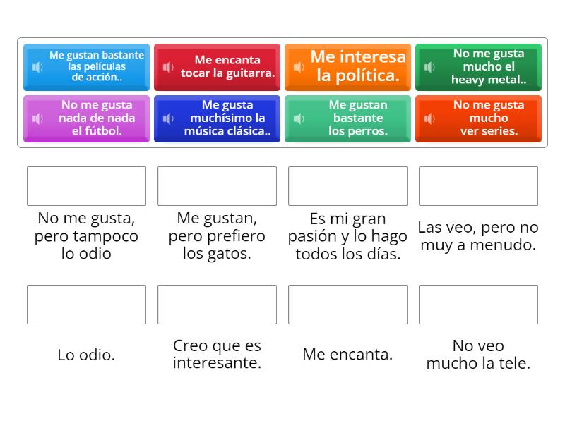 No me gusta, ¡me encanta! - Match up