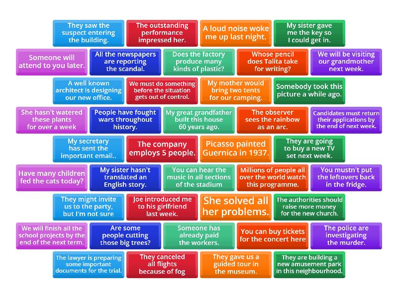 Passive voice . Grammar Transformation - Flip tiles