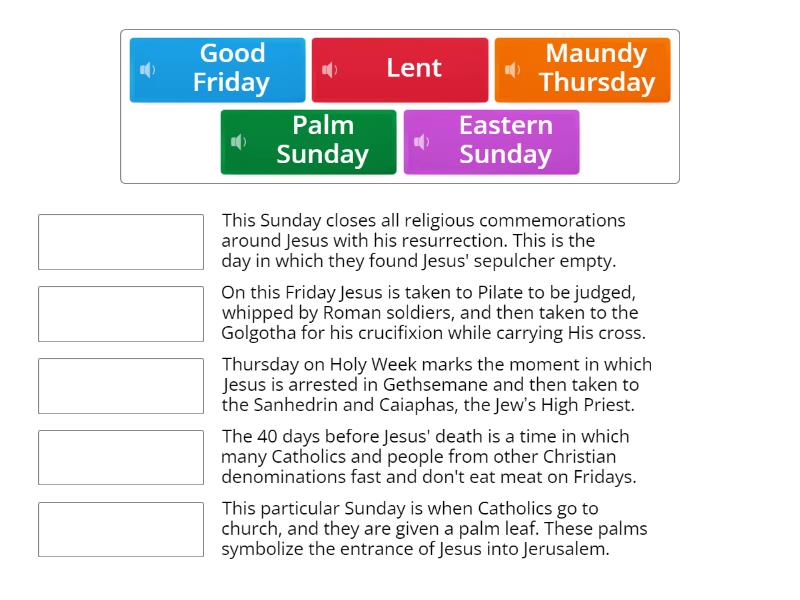 Holy Week Days - Match up