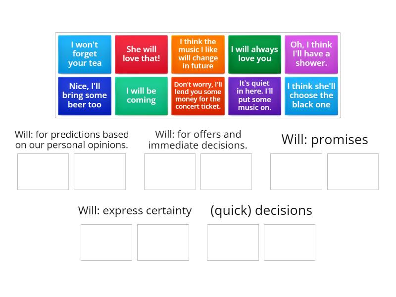 Future forms B1+ WILL - Group sort
