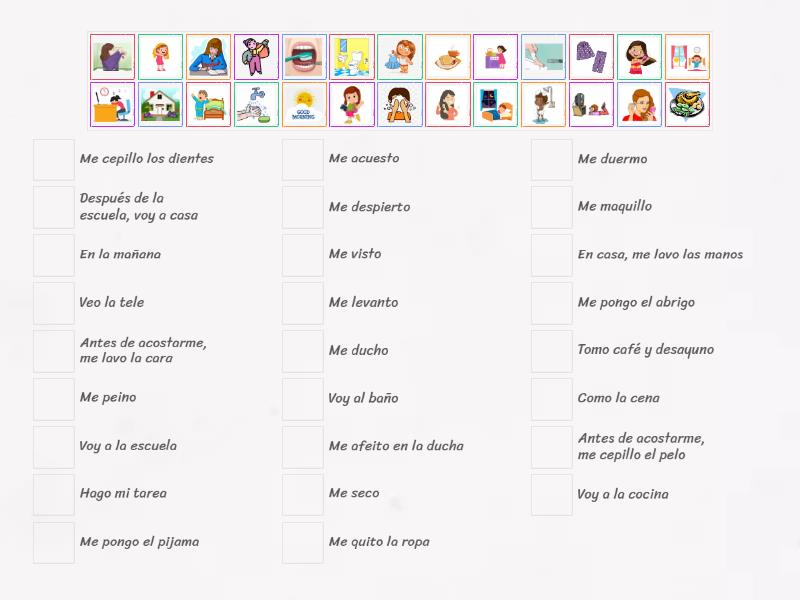 Mi rutina diaria - PAPER flashcards - Une las parejas