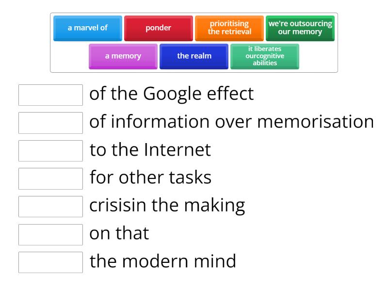 Google effect - Match up