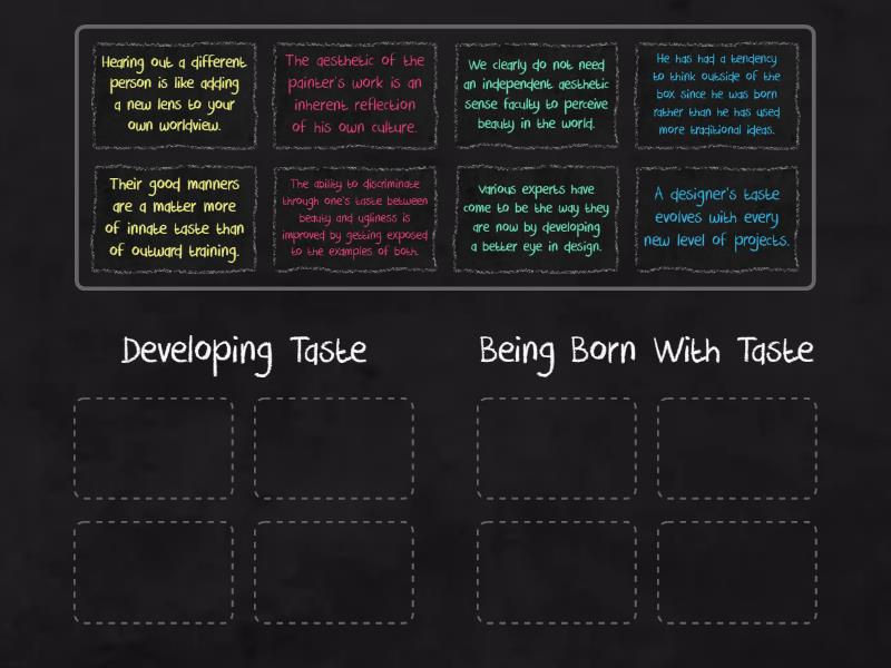 Developing Taste - Homework - Group sort