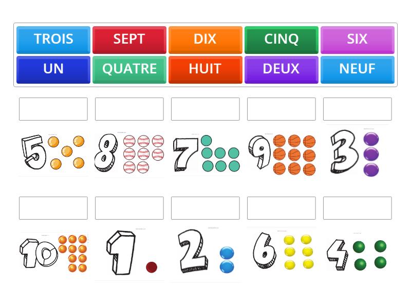 Francese: numeri 1 a 10 - Match up