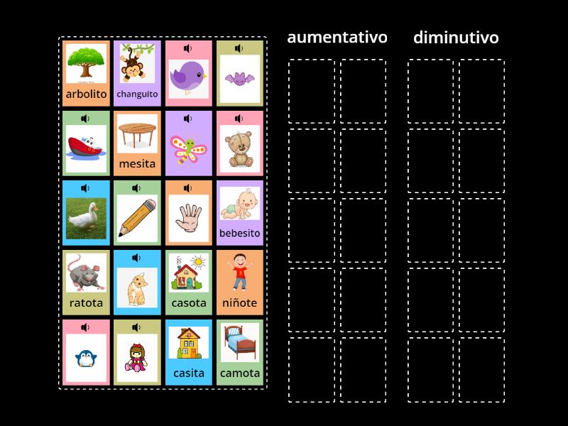 Aumentativo y diminutivo - Group sort