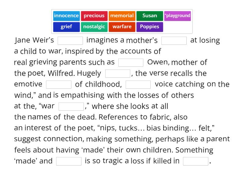 POPPIES Cloze - Missing word