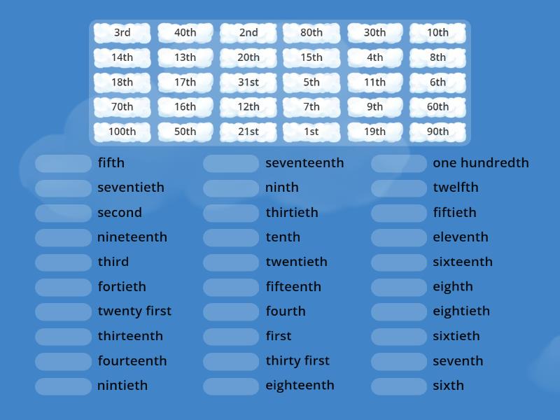 Matching Ordinal Numbers (1st~20th) - Match up